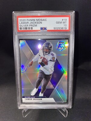 Mosaic NFL 2020 Ravens Lamar Jackson Silver Prizm Card *GEM MINT PSA 10 ...