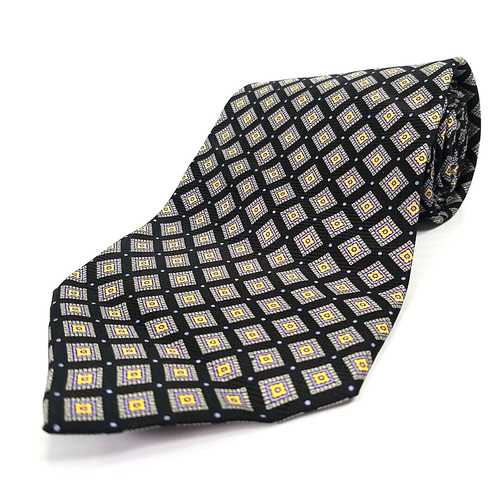 Robert Talbott Carter's Luxury Tie Black Geometric Woven Silk Necktie 57" x 4" | eBay