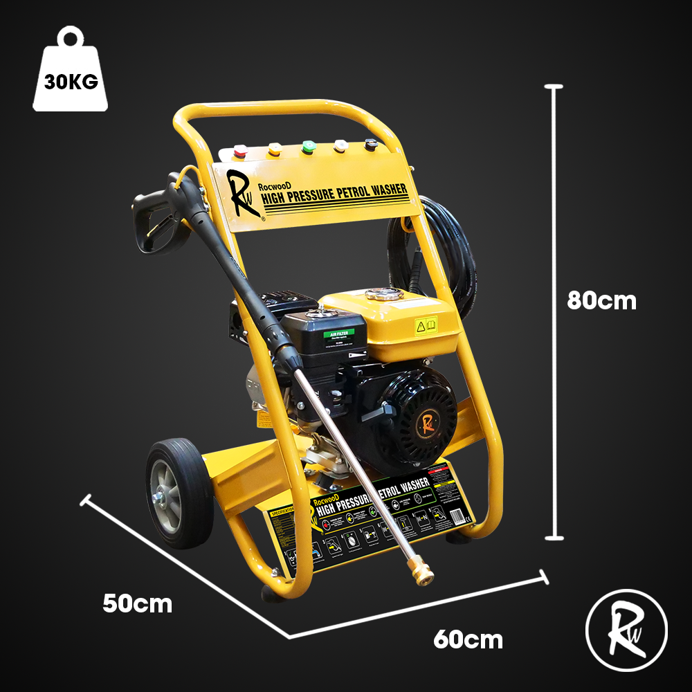 RocwooD Petrol Pressure Washer 3950 PSI 7HP 10 Litre High Power Jet ...