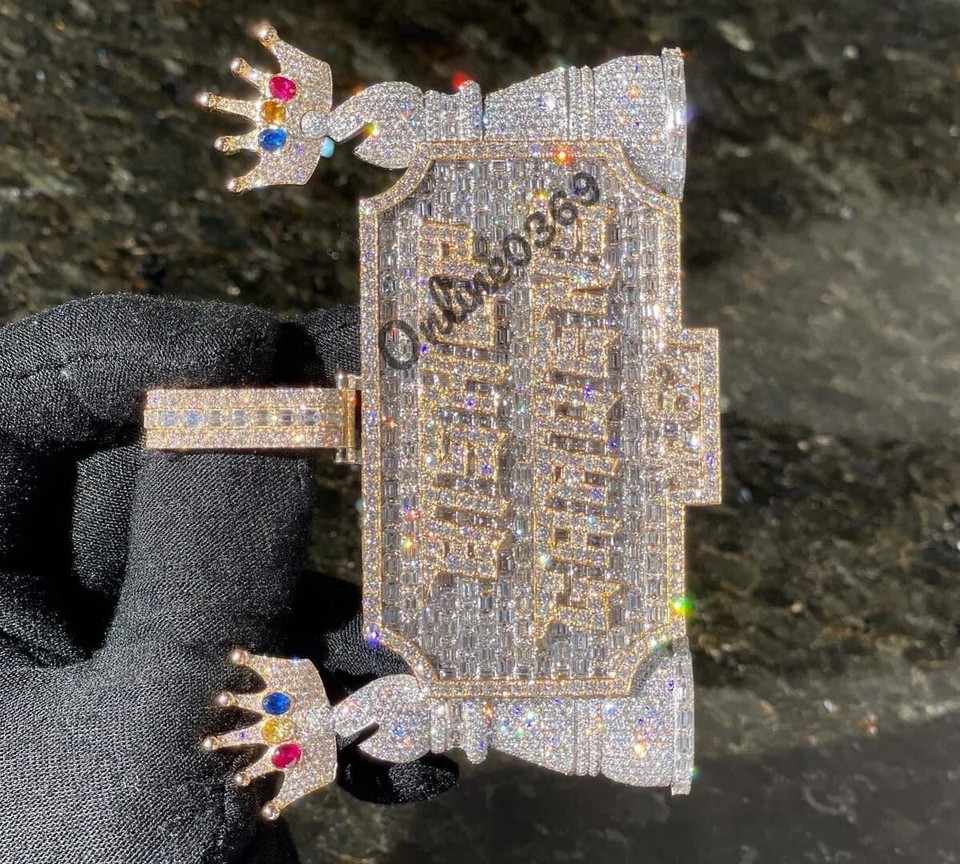 Mens New Style Custom Word Pendant 4.5ct Baguette Simulated Diamond ...