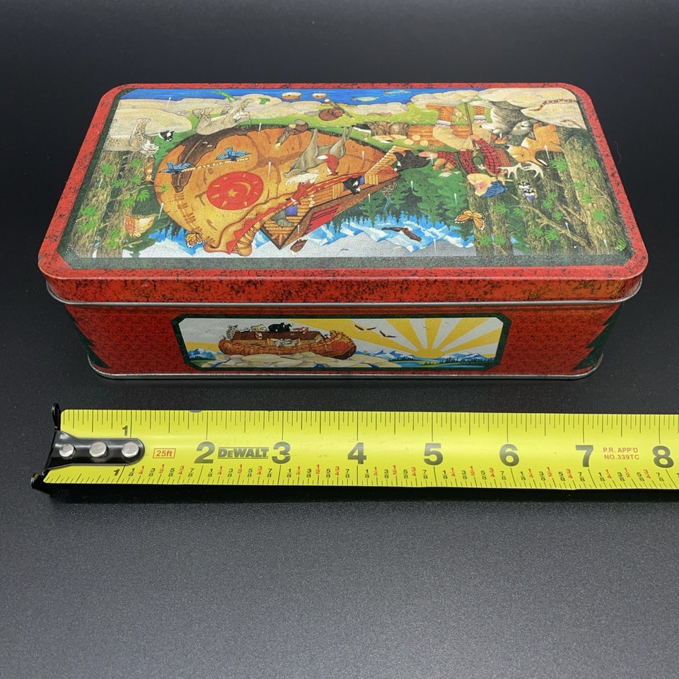 HTF Tin Box Noah's Arc Folklore Wildlife Americana Cubits Lumberjack ...