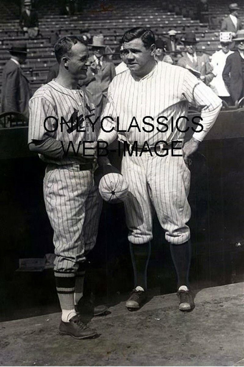 1928 NEW YORK YANKEES BABE RUTH & CARDINALS JAMES BOTTOMLEY 4X6 PHOTO ...