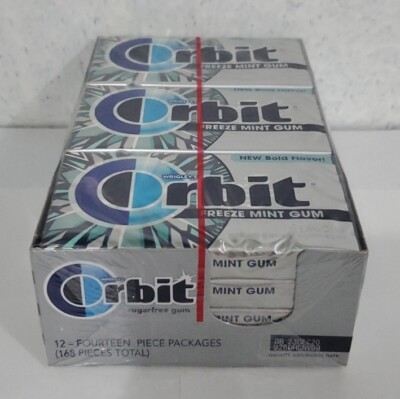 (**DECEMBER 2020**) 1 Box Orbit Freeze Mint Chewing Gum 144 Pieces ...