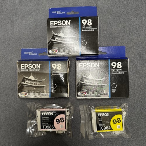 Genuine Epson 98 Black Ink Yellow, Light Magenta Sealed No Box LOT OF 5 | eBay