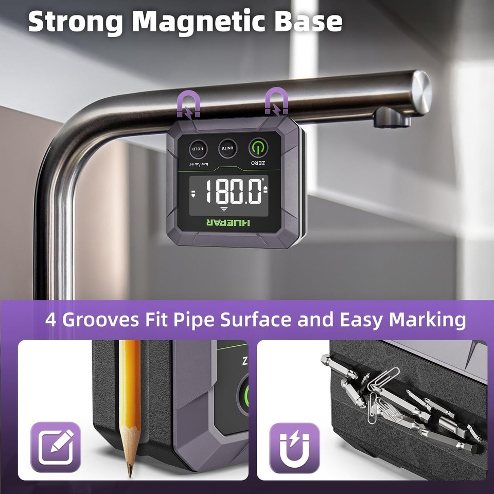 Huepar Digital Angle Finder Magnetic for Table Saw Blade, Woodworking ...