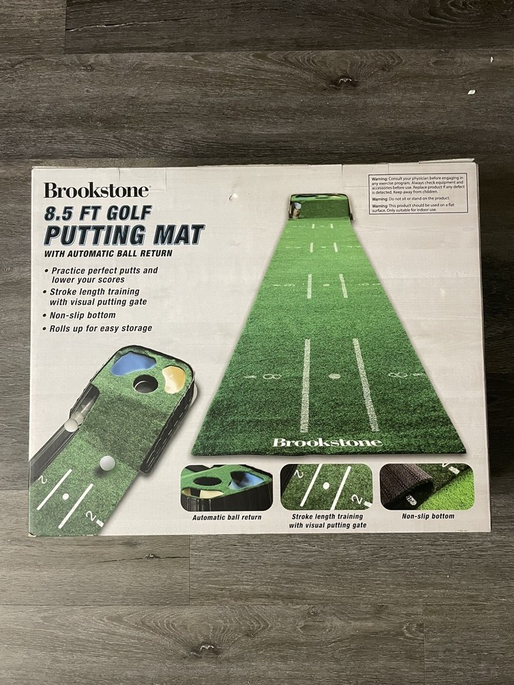 Brookstone 8.5 Feet Golf Putting Practice Mat Auto Ball Return Indoor ...