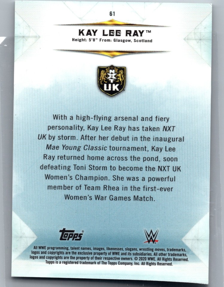 2020 TOPPS WWE UNDISPUTED NXT UK KAY LEE RAY RC PARALLEL 61 ROOKIE! NXT ...