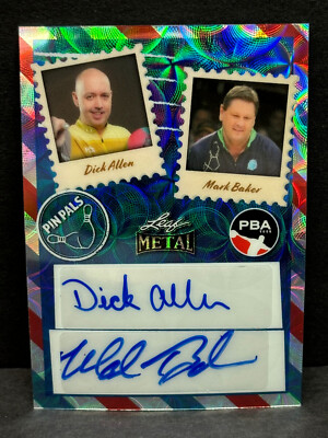 2024 Leaf BLUE Metal DICK ALLEN/MARK BAKER Bowling PBA Tour AUTO 10/15 ...