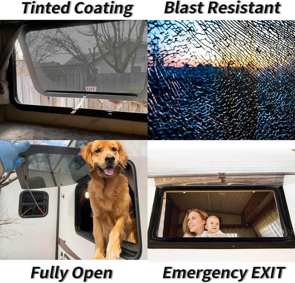 RV Emergency 30"x20" Exit Window for Cargo Trailer Glass Window w/Trim ...