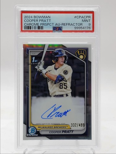 COOPER PRATT 2024 BOWMAN CHROME 1ST AUTOGRAPH REFRACTOR AUTO /499 PSA 9 ...