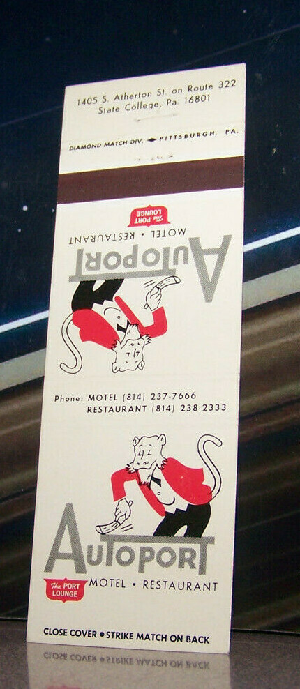 Vintage Matchbook Cover C7 State College Pennsylvania Autoport Cat ...