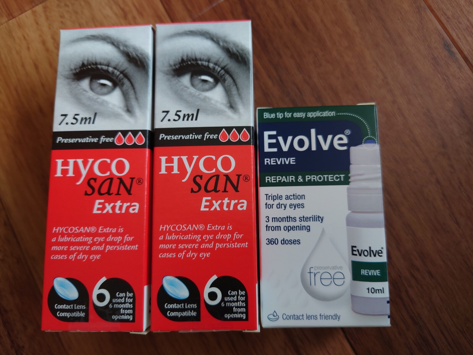 2x hycosan extra & 1x evolve dry eye RRP £44.98 - 3 BOTTLE VALUE PACK ...