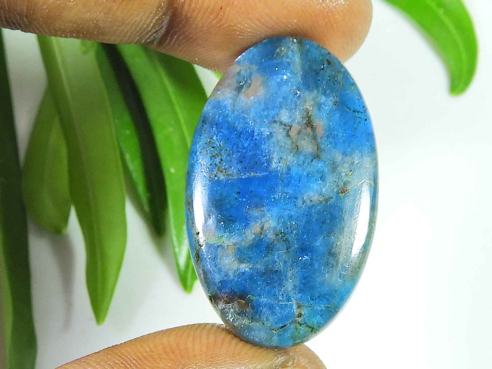 38Cts Genuine Neon Blue Apatite Oval Crystal Cabochon Loose Gemstone ...
