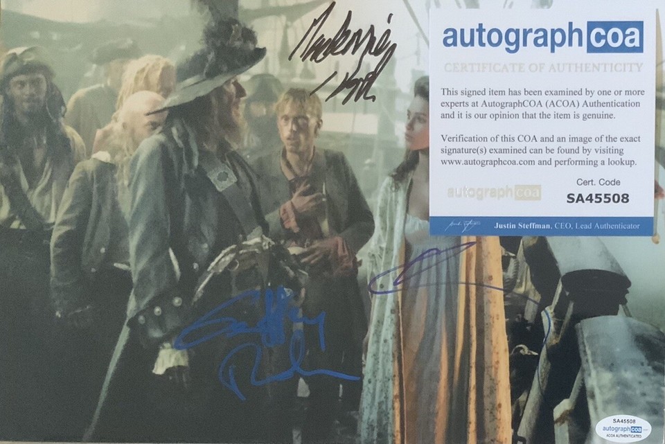 Keira Knightley Geoffrey Rush Mackenzie Crook signed 12x8 photo RACC ...