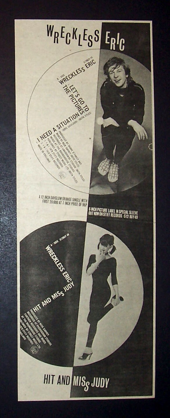 Wreckless Eric Let's Go To The Pictures, Hit And Miss Judy 1979 Poster ...