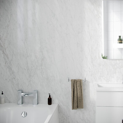 White Marble Cladding Modern PVC Panels Shower Wet Wall 2400x1000x10mm ...