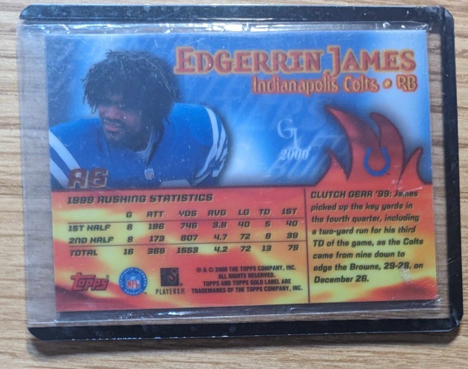 2000 Topps Gold Label After Burners Edgerrin James Indianapolis Colts # ...