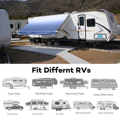 RV Awning Fabric Replacement Camper Trailer Awning Sun Shade Vinyl Fit ...