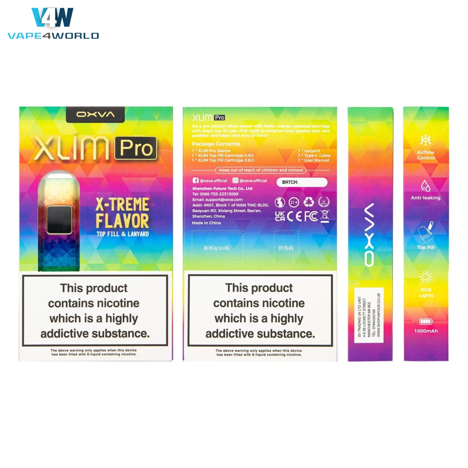 OXVA XLIM Pro Pod Kit 1000mAh Battery 30watts 2ml Special Rainbow Color ...