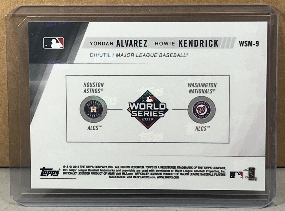 2019 TOPPS NOW WORLD SERIES #WSM-9 YORDAN ALVAREZ HOWIE KENDRICK Print ...