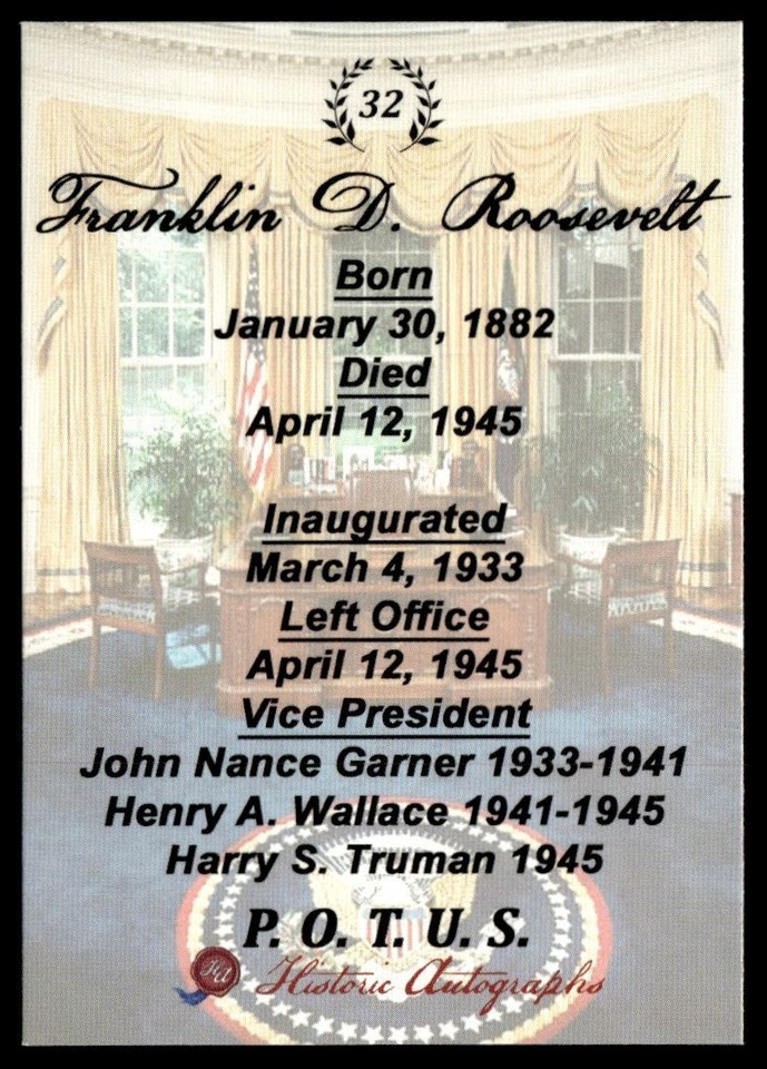 2018 POTUS Historic Autographs Franklin Roosevelt #32 | eBay