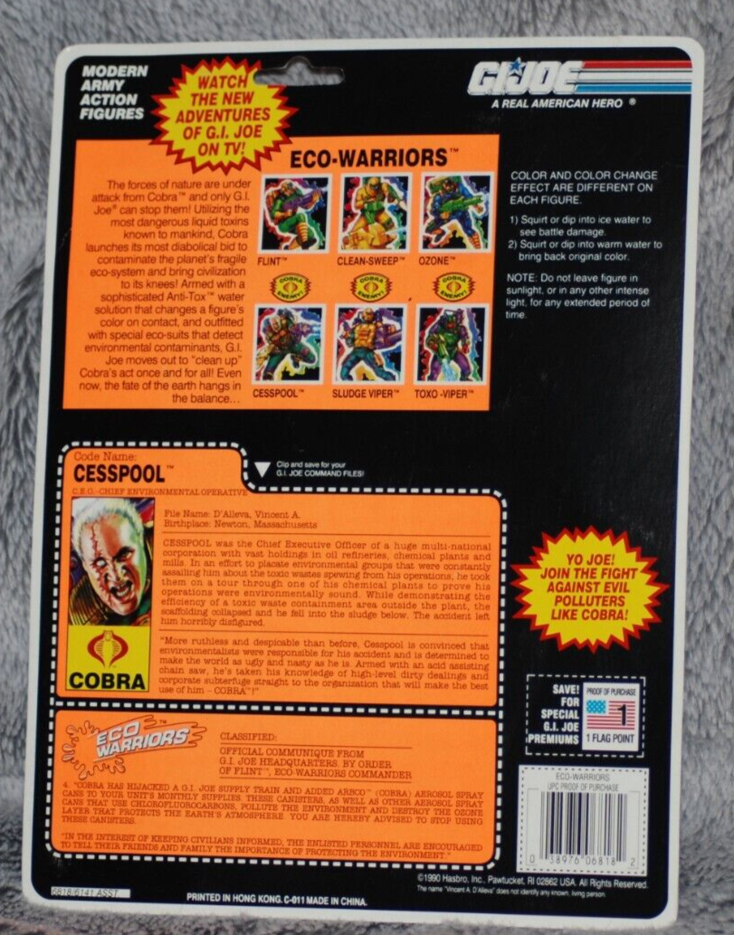 1991 Hasbro Gi Joe 3 3/4" 1/18 Scale Cobra Cesspool V1 Eco Warriors ...