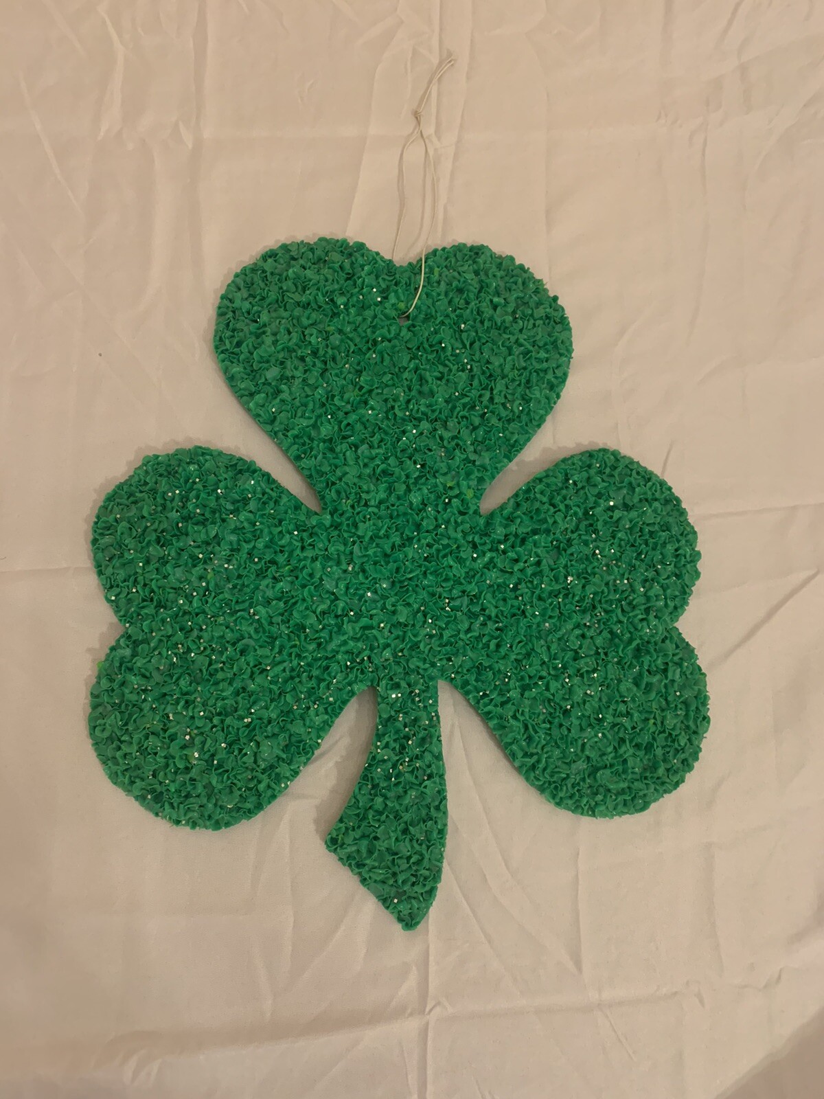 Pair Of Vintage Melted Plastic Popcorn Art Large Shamrock Decorations ...