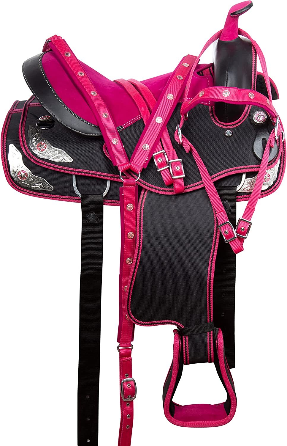 Synthetic Western Horse Saddle Pleasure Trail Barrel Tack Set 10" to 18 ...