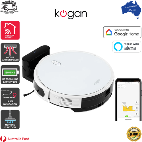 Kogan SmarterHome™ LX14 Laser Robot Vacuum Cleaner and Mop (White), Robot | eBay Australia