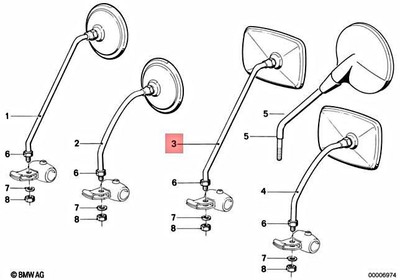 New Genuine BMW Mirror Right 247 R 100 /7 /7T 60 75 80 R60/6 R75/6 ...