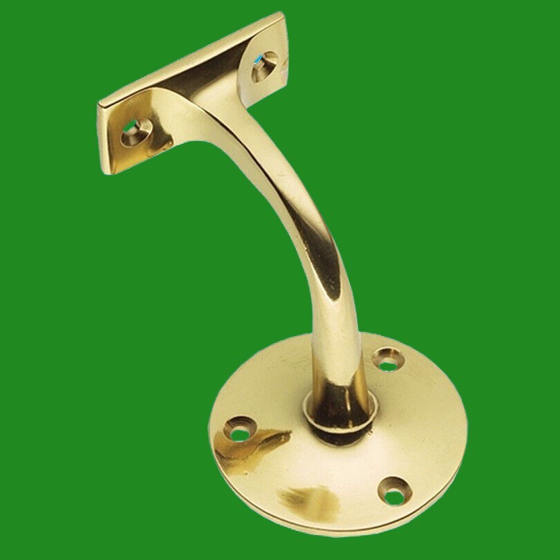 2x Solid Brass Railing Holder Handrail Bracket Bannister Balcony Stairs ...