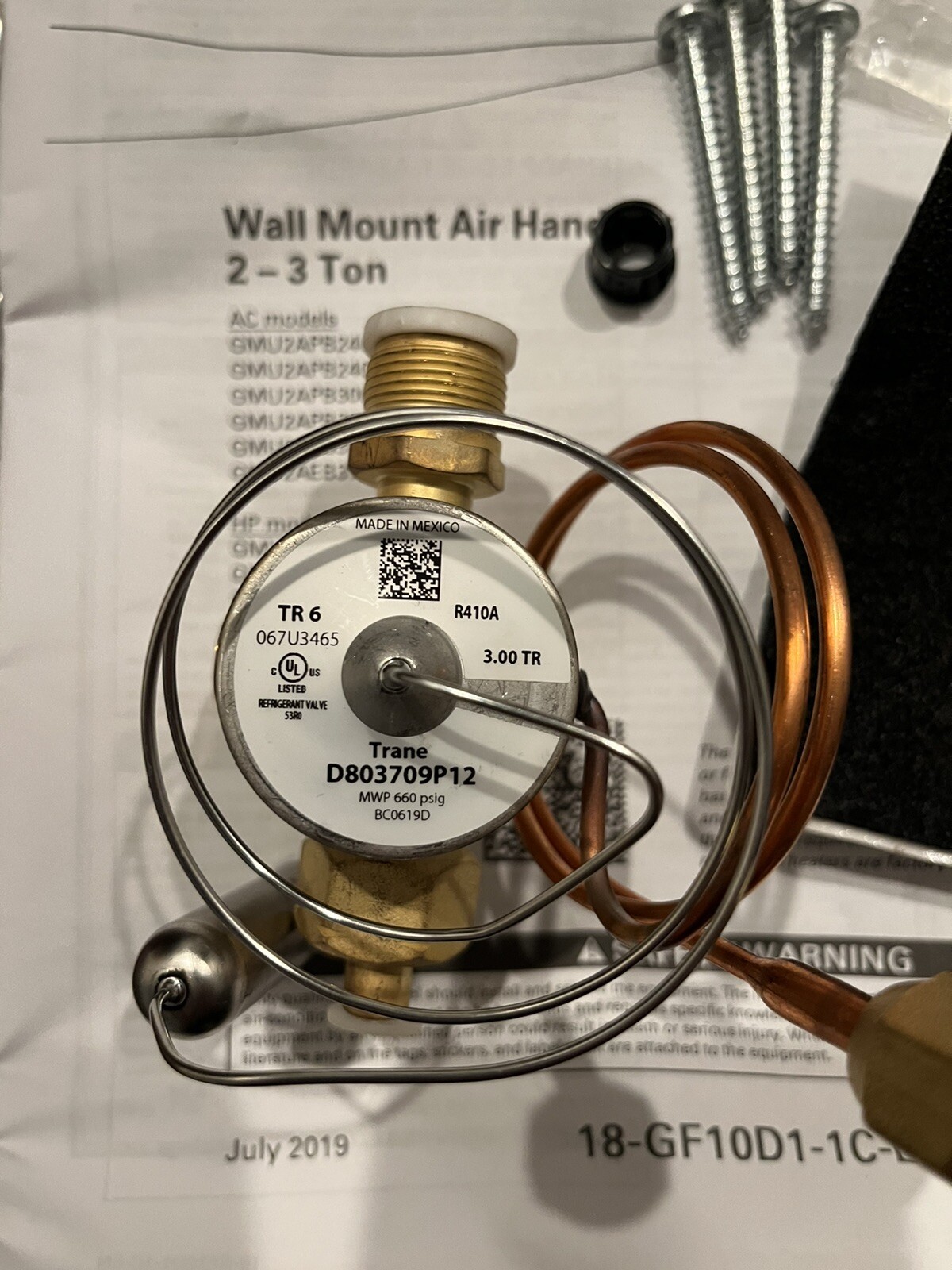 Trane TXV Thermal Expansion Valve Kit R410A TR 3 Ton 3/8 x 3/8" Flare ...