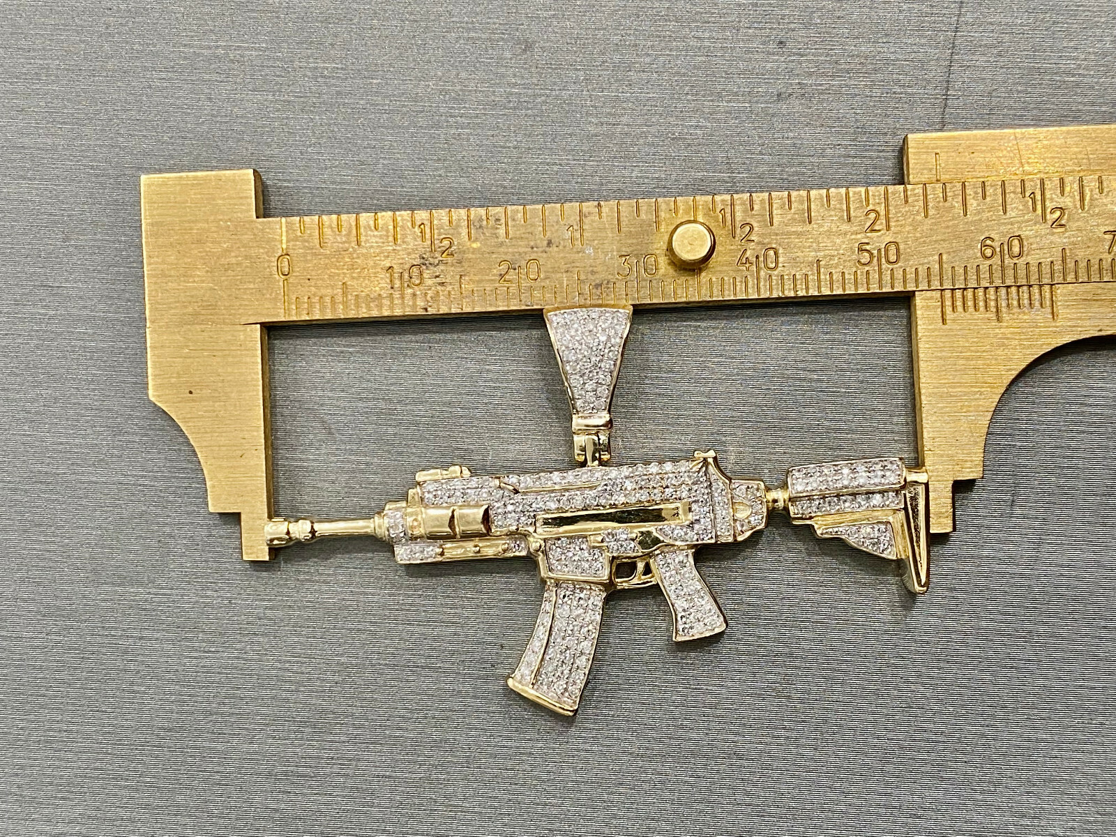 10k Yellow gold Diamond AK 47 Rifle Gun Men's Charm Pendant 0.80ct ...