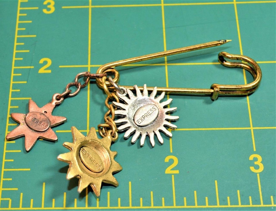 NWT Signed EXPRESS Goldtone Dangle SUN MOON STAR Shape Pin | eBay