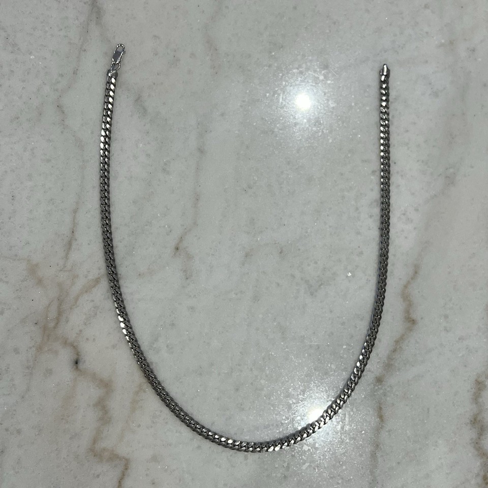 Solid 925 Sterling Silver Rhodium Miami Cuban Chain Necklace Italy ...