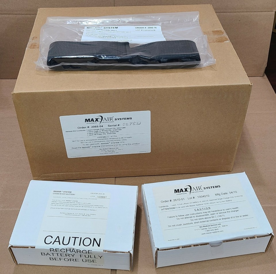 New Maxair CAPR systems Helmet set, Assembly, filter, Battery & charger ...