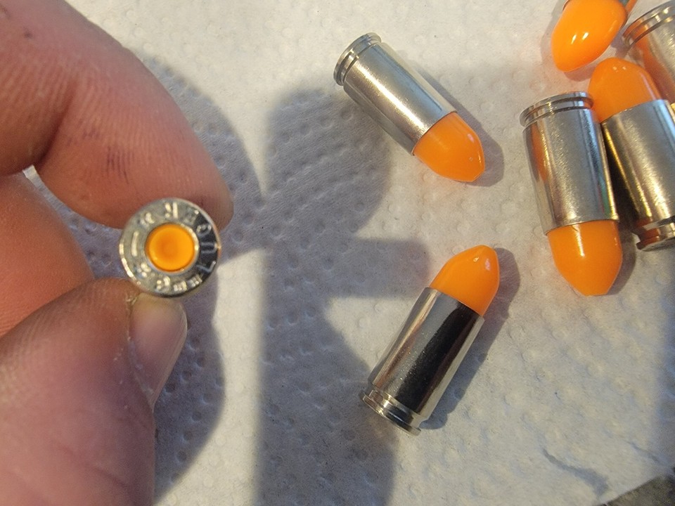 9MM DUMMY ROUNDS SET OF 10 NICKEL WITH BRIGHT ORANGE TRAINING | eBay