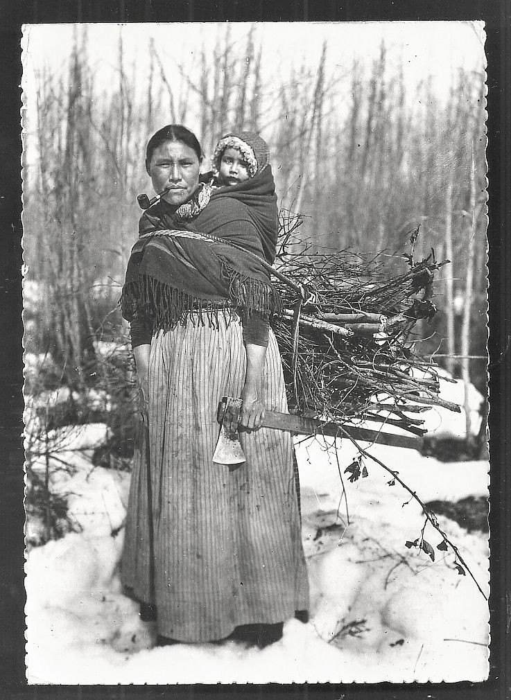 Dene Indian Woman rppc smoking Pipe Axe Baby Mission Canada 1920 | eBay