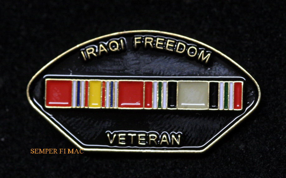 OPERATION IRAQ FREEDOM OIF MEDAL RIBBON HAT PIN US ARMY MARINES NAVY ...