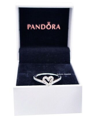 NEW 100% Authentic PANDORA 925 Ale CZ Sparkling Wishbone Heart Ring ...