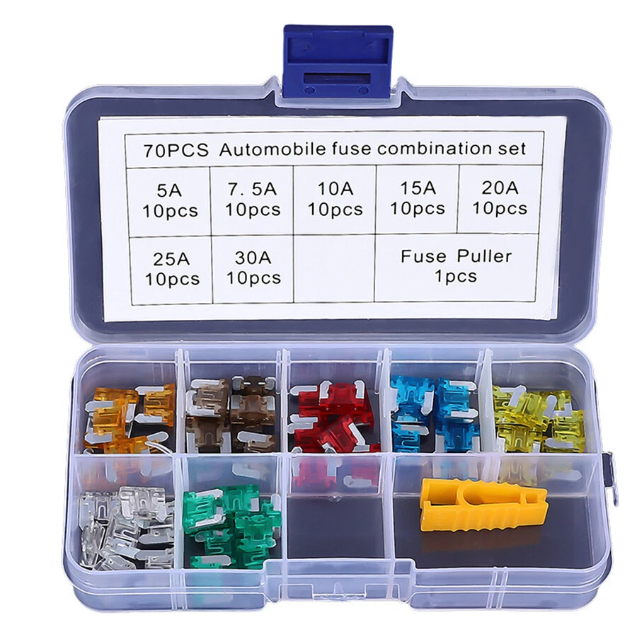 70pcs Automotive 5/7.5/10/15/20/25/30 Amp Micro Car Fuses Assortment ...