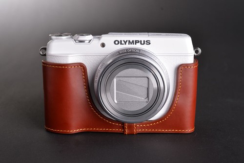 Genuine real Leather Half Camera Case bag for Olympus STYLUS SH-1 SH1 ...