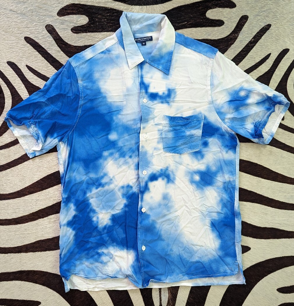 Rare Born X Raised Bleached Out Clouds Button Up Shir… - Gem