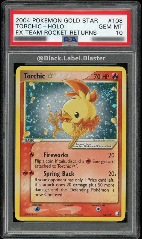 2004 Pokémon Gold Star Torchic EX Team Rocket Returns #108 - PSA 10 ...