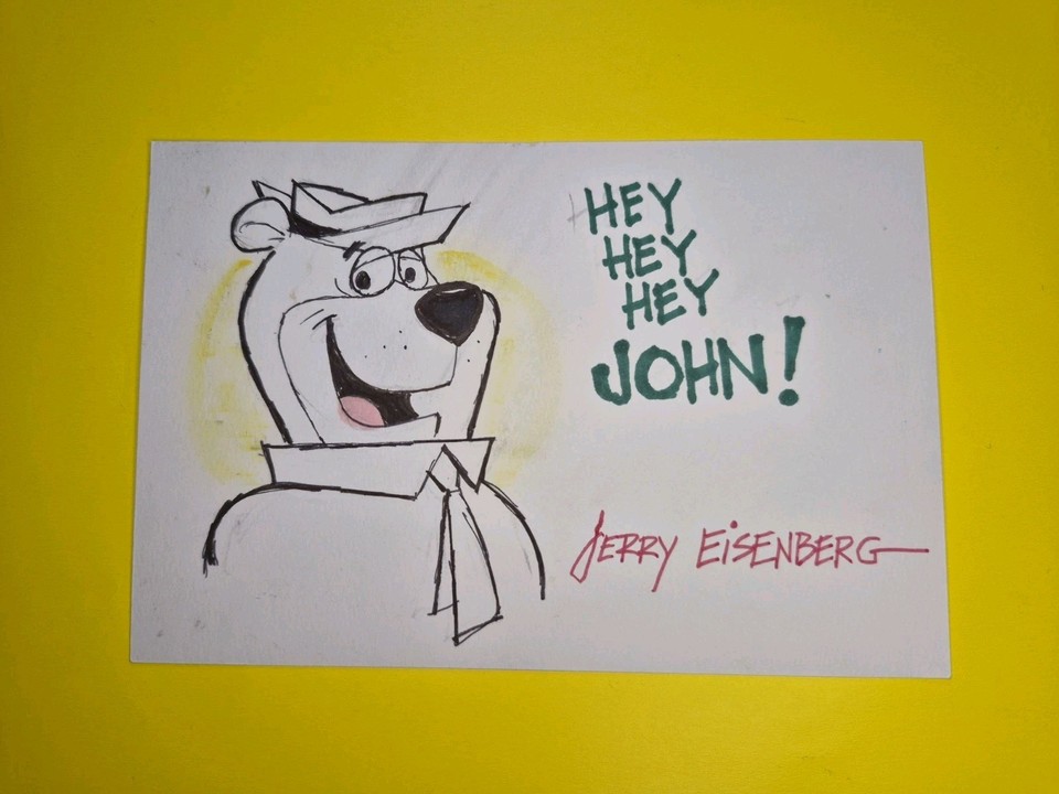 Jerry Eisenberg, Hand Drawn Sketch, Signed, Autographed, 4x6 Inch. Yogi ...