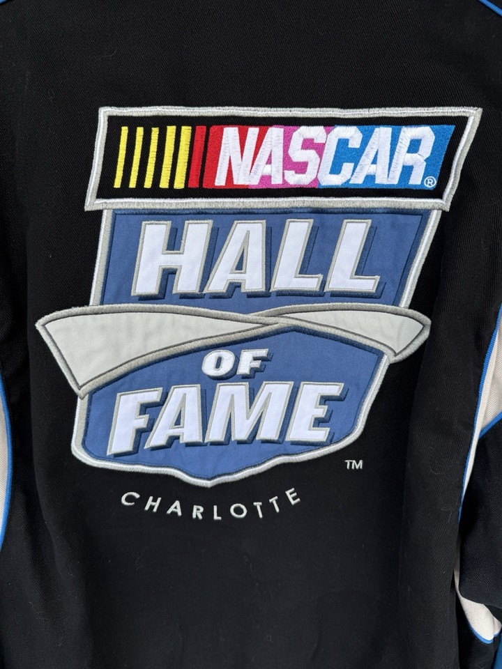 Vintage NASCAR Hall Of Fame Jacket Black Blue Coat Charlotte Mens 3XL ...