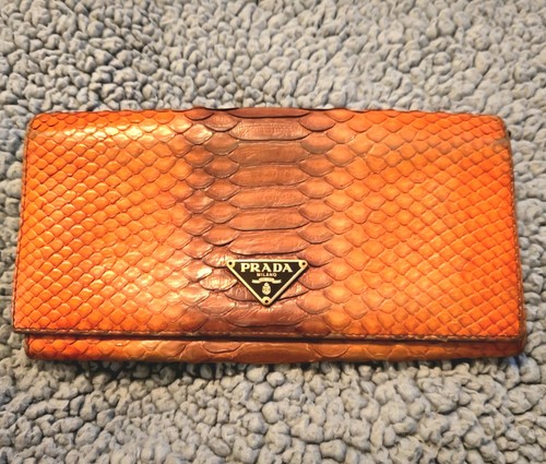 Prada Orange And Brown Python Snake Skin Wallet | eBay