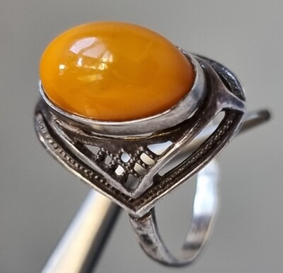 Vintage UKRAINE Sterling Silver 925 Ring AMBER , Women's Jewelry Size 8 ...