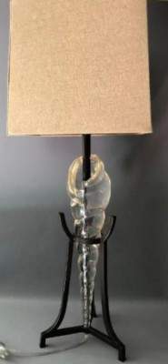 SHELL LAMPS PAIR Acrylic Whelk w/ Shades 32 Inch Each ART LAMPS | eBay
