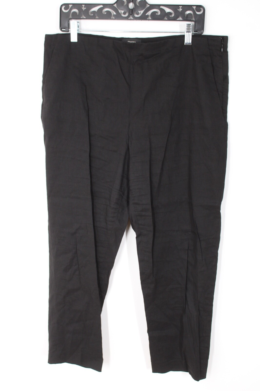 Theory 12 Black Linen Viscose Treeca Eco Crunch Side Zip Pants | eBay